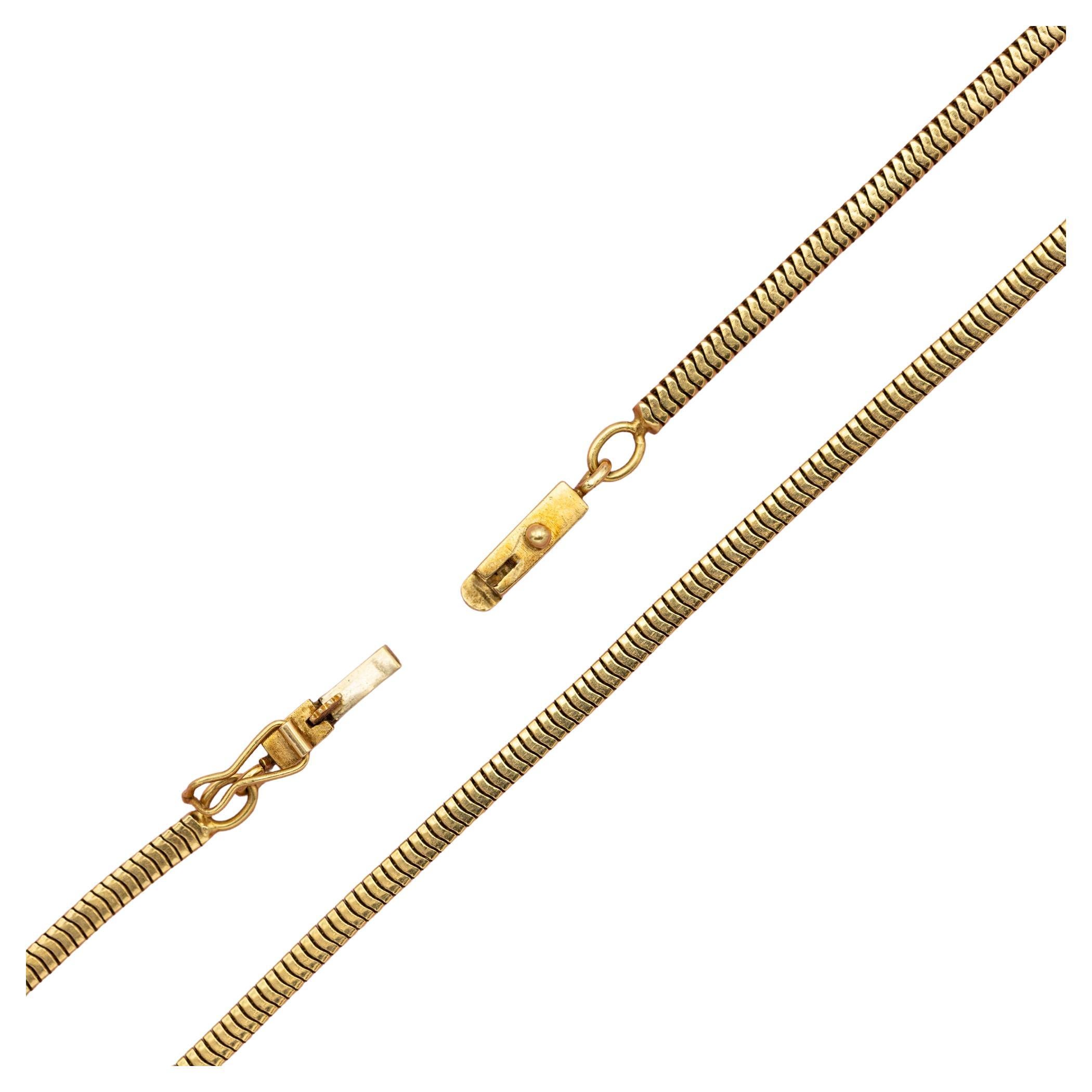 18K solid gold rectangular snake chain Necklace - 1960 Italian - Retro ...