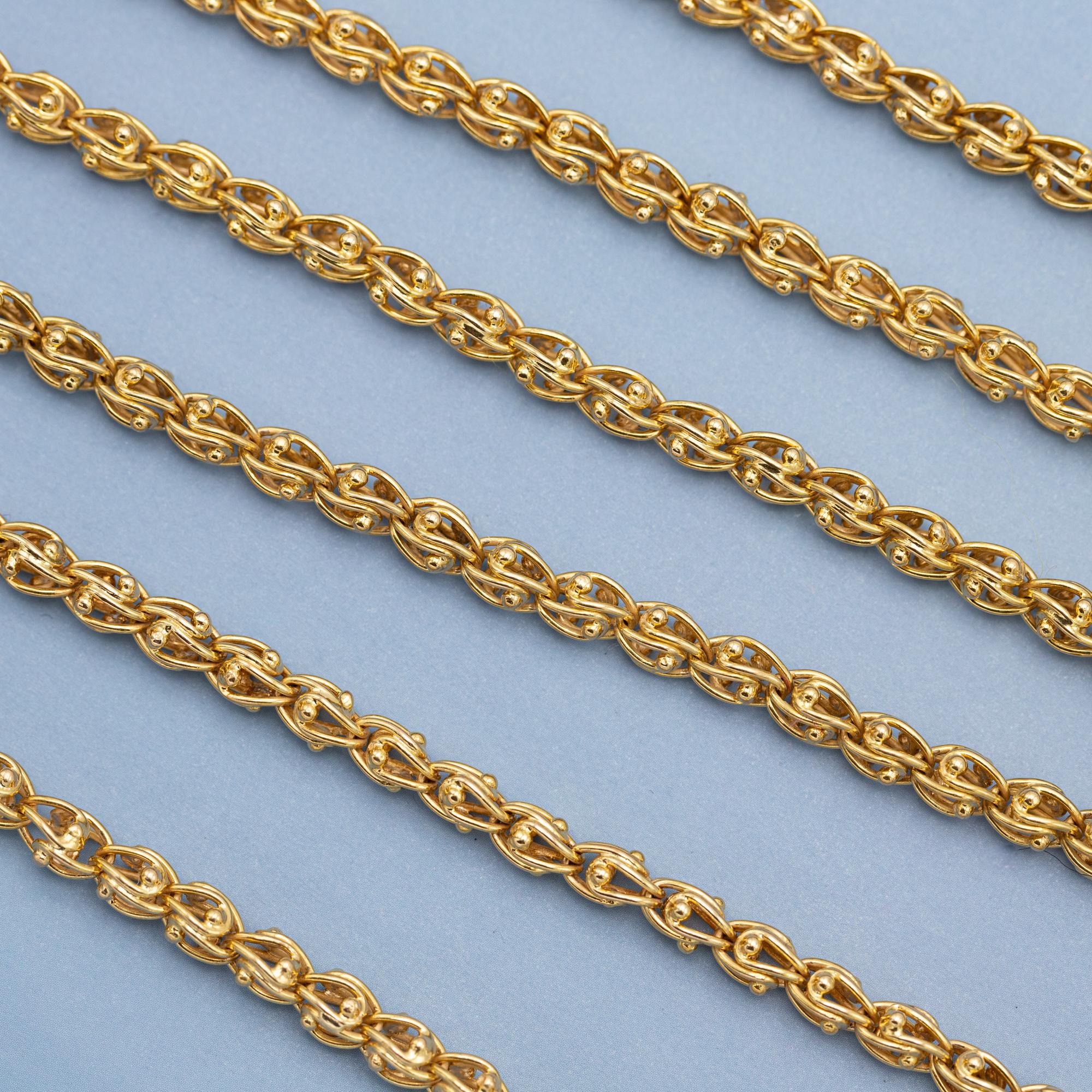 18k solid gold Retro popcorn chain - Italian 1960's necklace - 93 cm ...