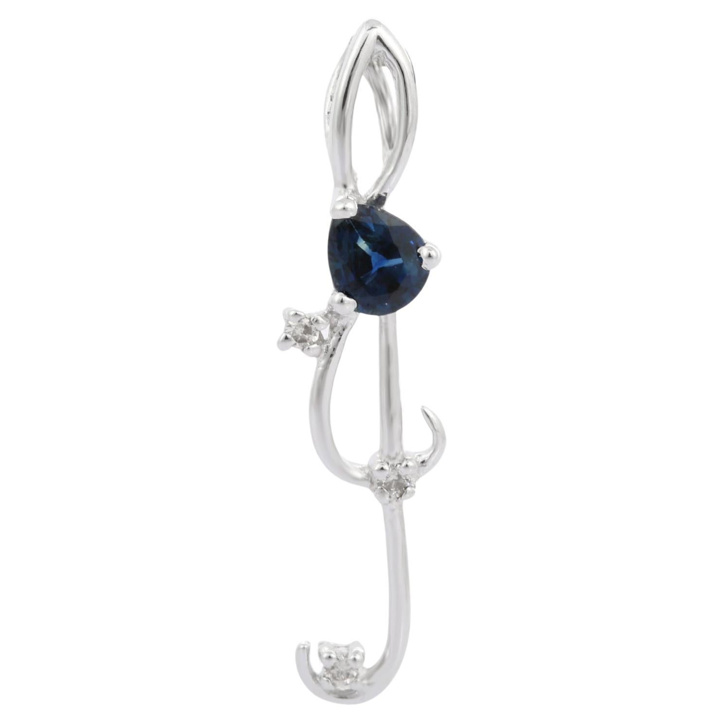 White Diamonds and Uncut Blue Sapphire 18k Yellow Gold Pendant For Sale ...