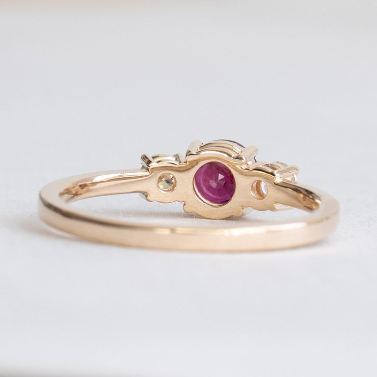 Customizable 18K Three Stone Rudy Diamond Ring For Sale at 1stDibs