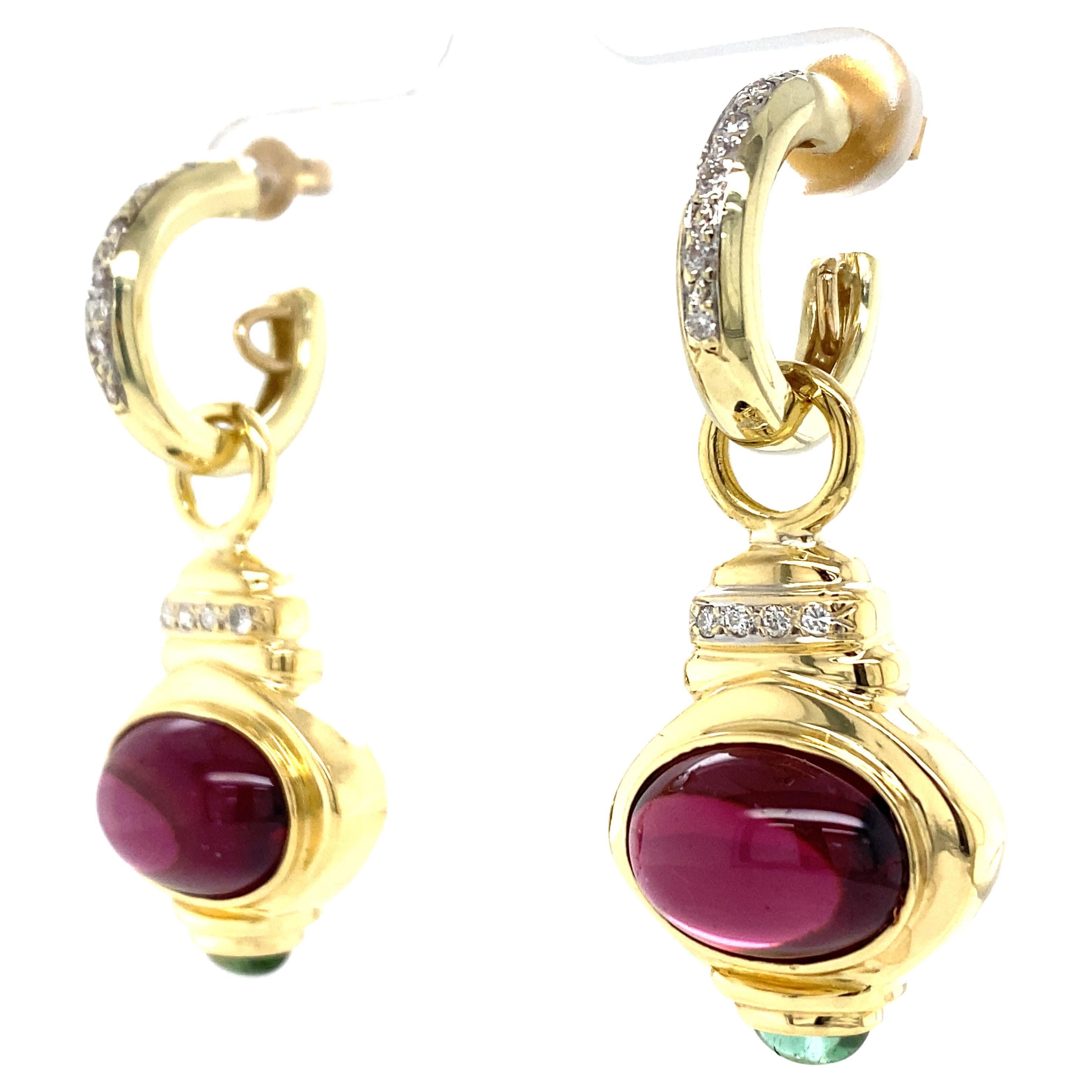 Emerald Lance Earrings in 18k Yellow Gold and Distressed Silver by Elie ...