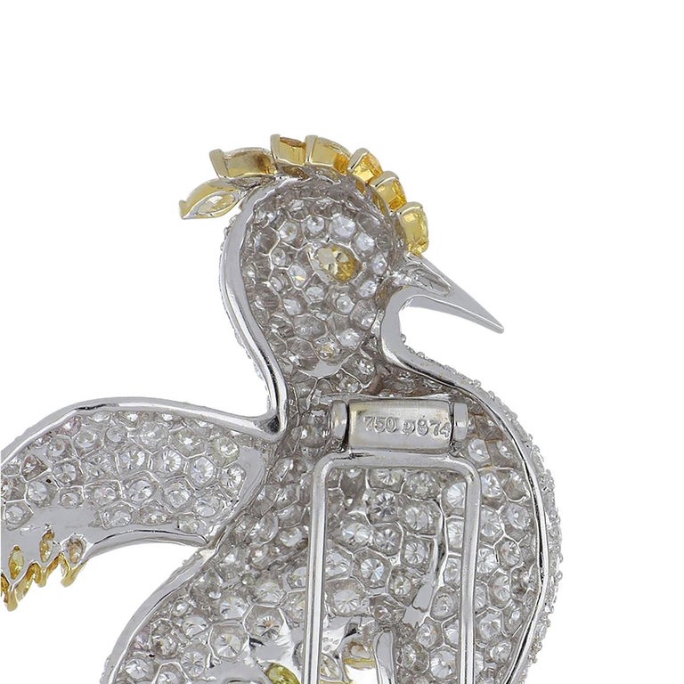 Multi-Colored Diamond Phoenix Brooch in 18K Gold For Sale at 1stDibs