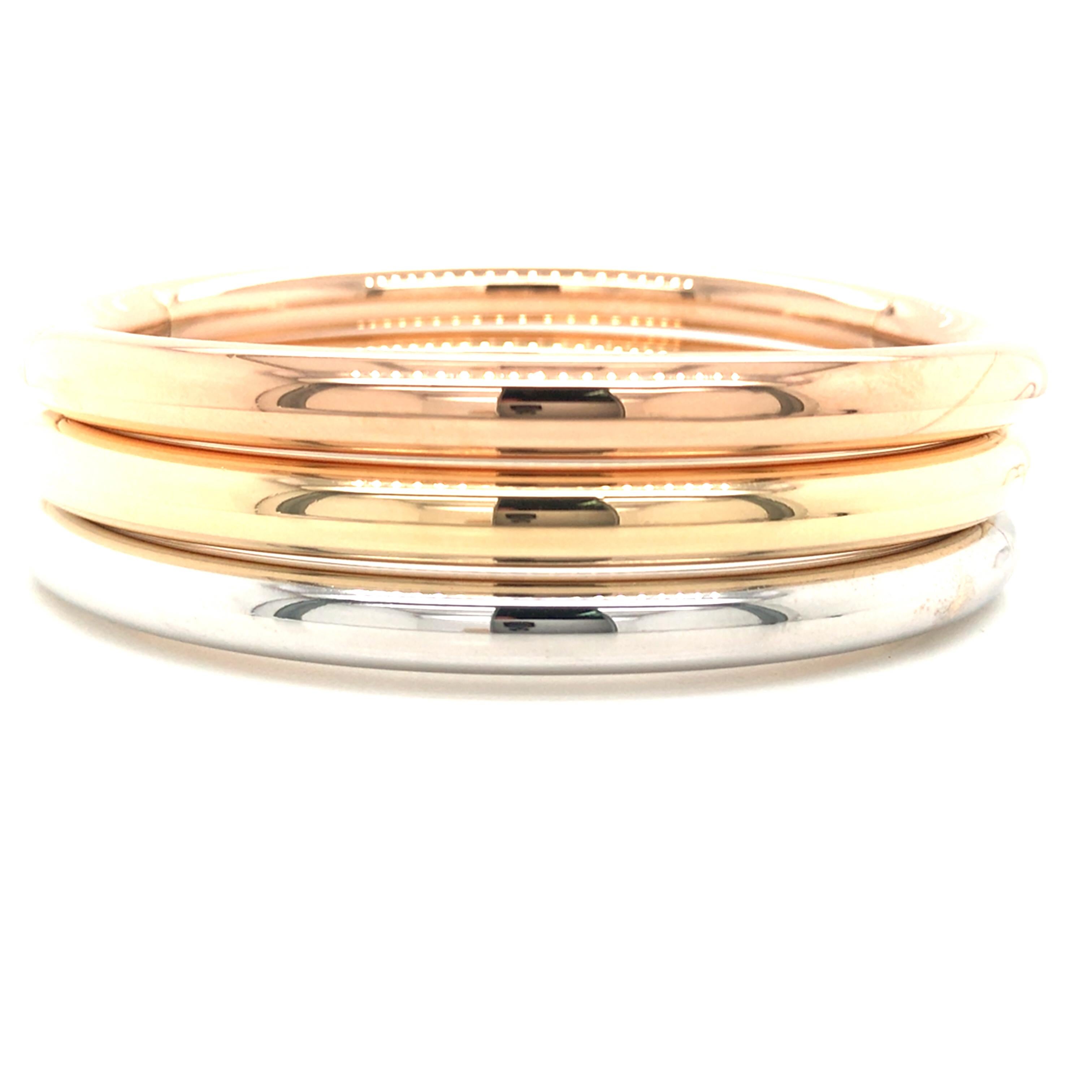 18K Tri-Color Gold Stretch Bangle Set For Sale at 1stDibs | stretch ...
