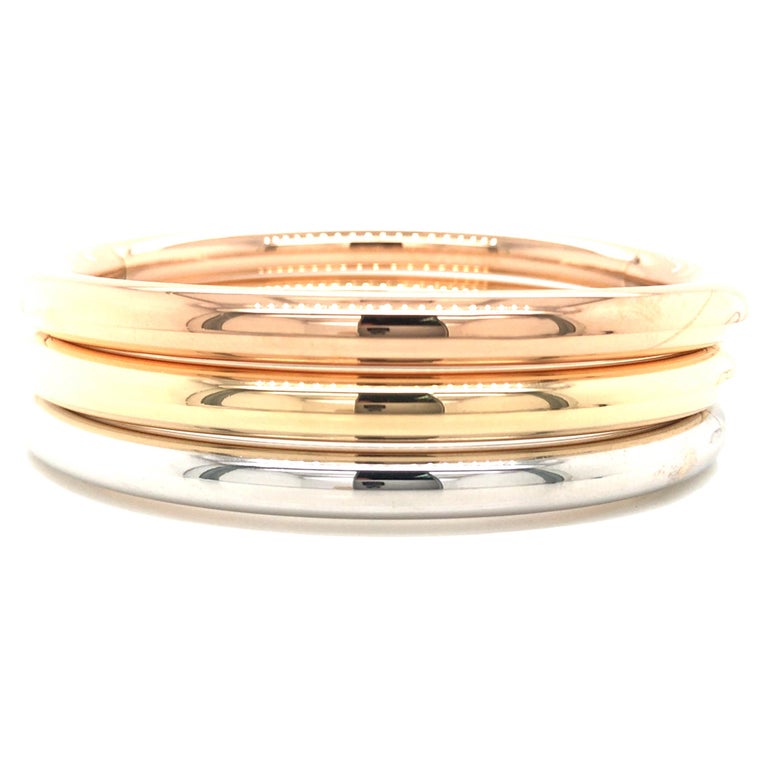 18K Tri-Color Gold Stretch Bangle Set For Sale at 1stDibs