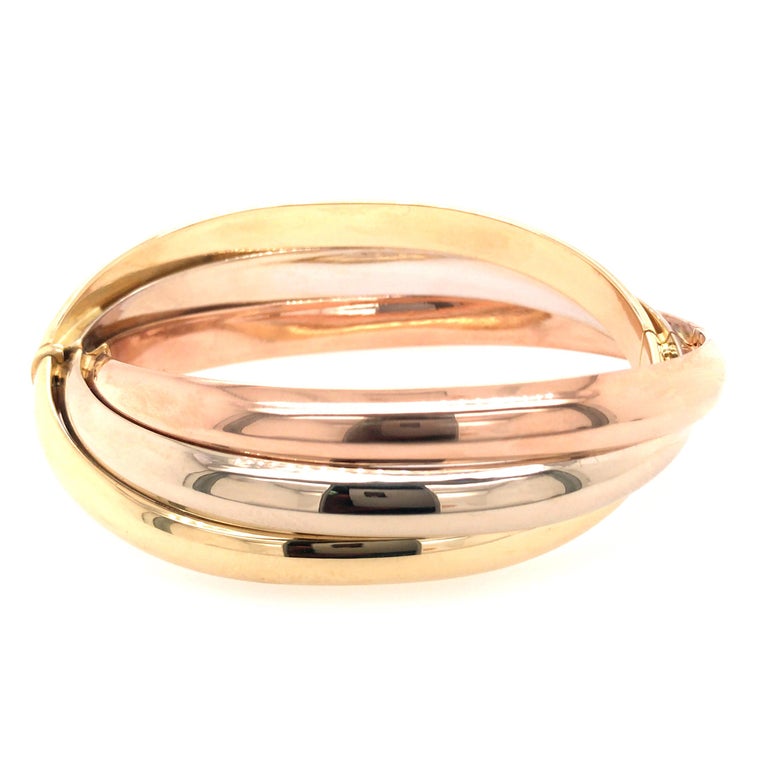 18K Tri-Color Gold Twist Bangle For Sale at 1stDibs