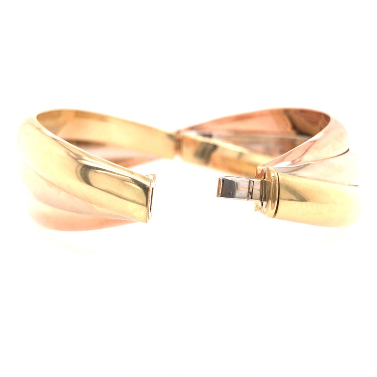 18K Tri-Color Gold Twist Bangle For Sale at 1stDibs