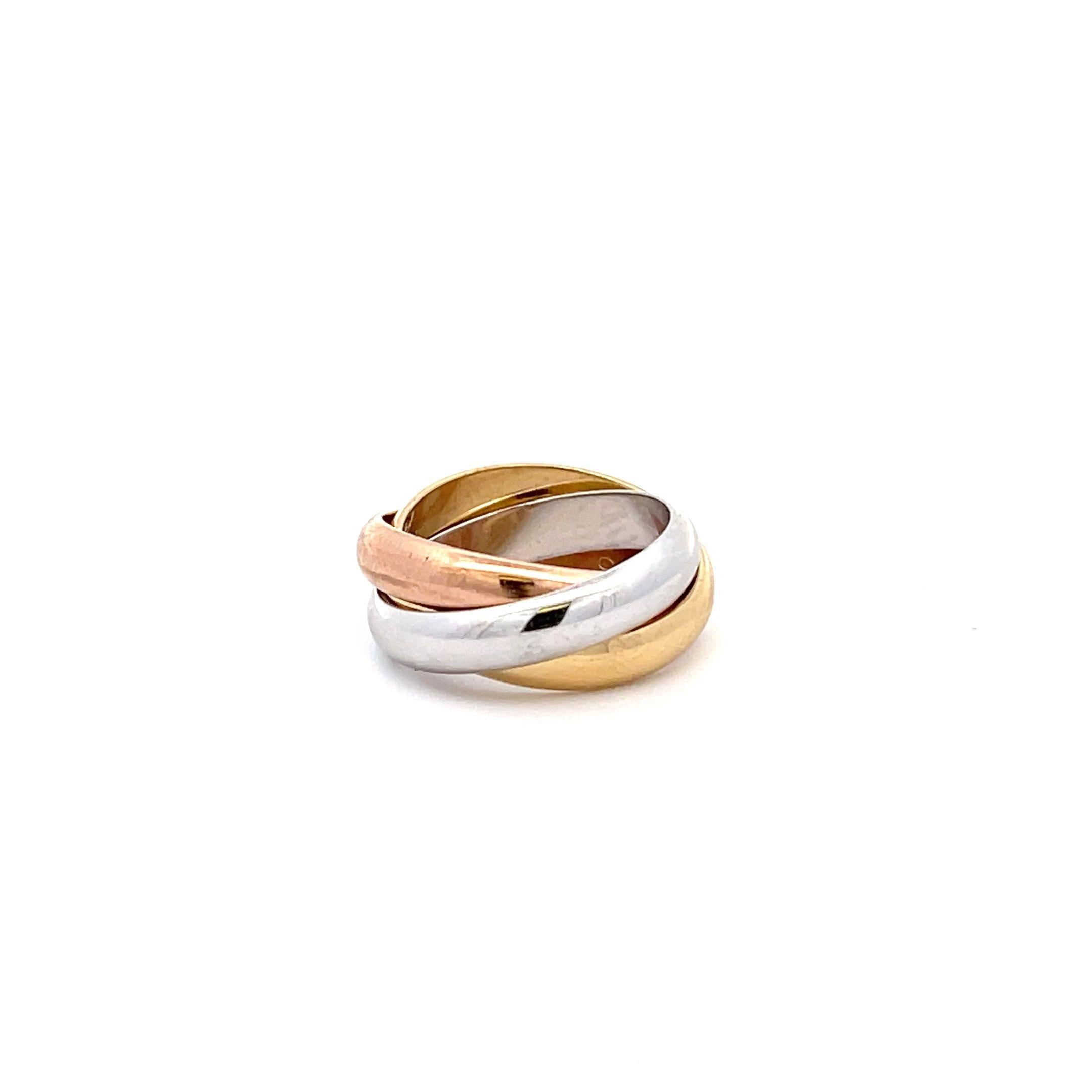 18k Tri-Gold Cartier Trinity Ring For Sale at 1stDibs