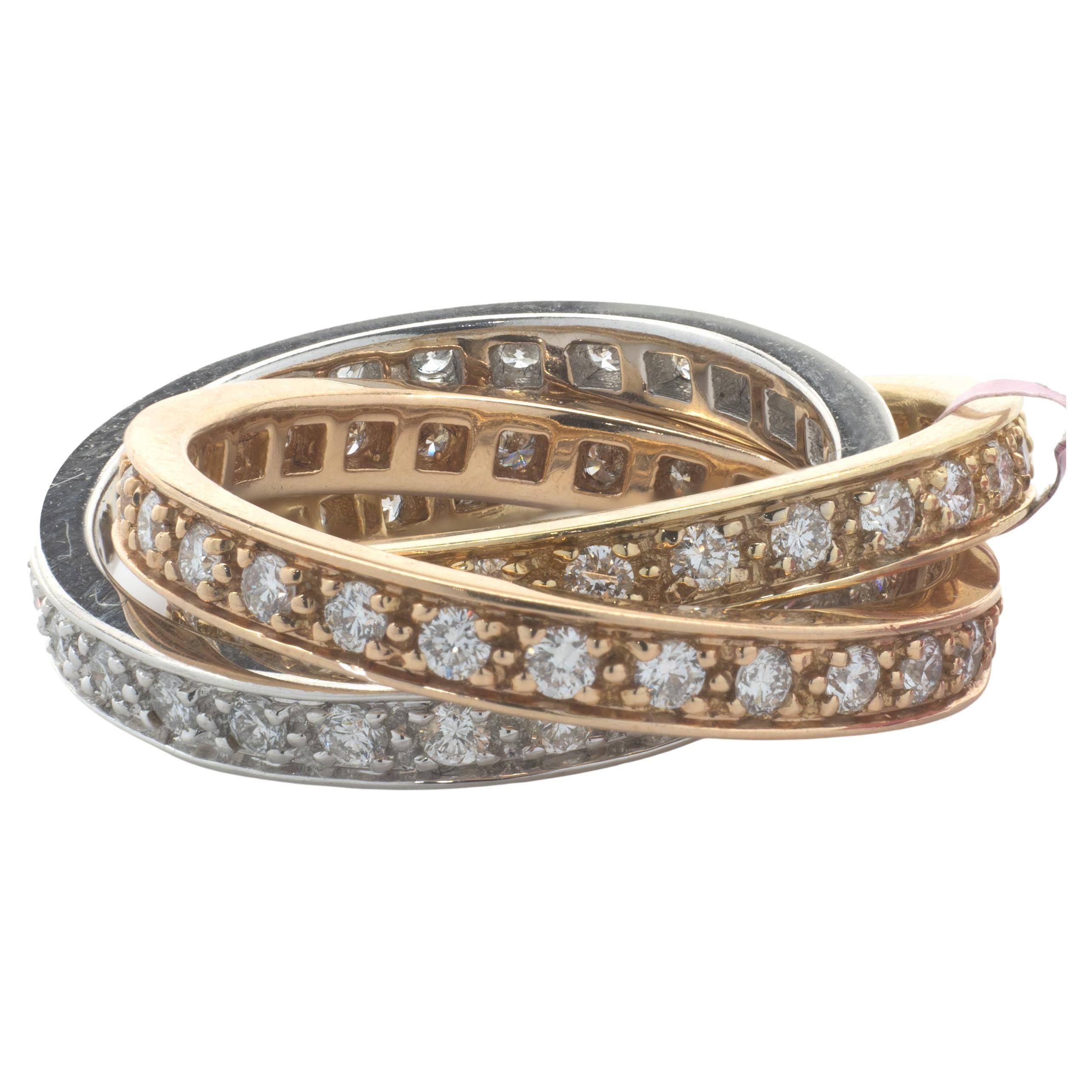 Diamond Tri-Tone Gold Crossover Ring at 1stDibs