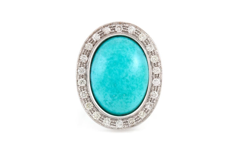 Oval Turquoise and Diamond Ring at 1stDibs