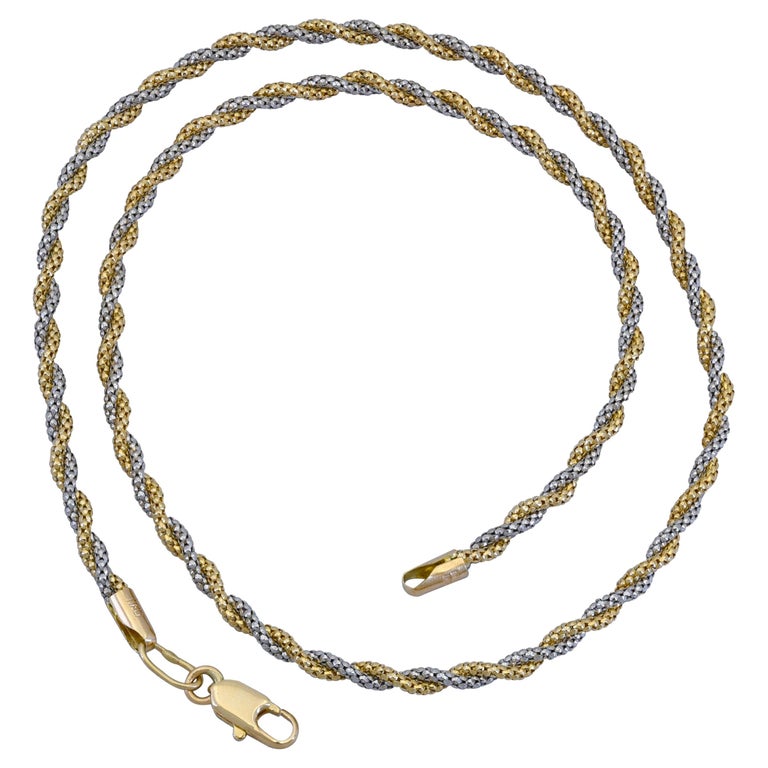 18k Two-Tone Gold Intertwined Rope Chain Necklace For Sale at 1stDibs