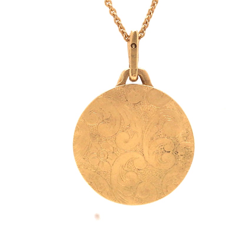 18K Vintage Stackable Diamond Locket Pendant Station Necklace Yellow ...