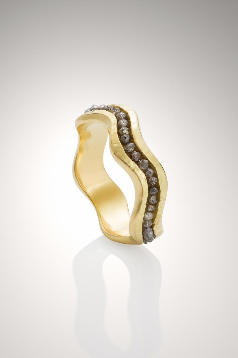 18k Wave Cuff with Brown Diamonds For Sale at 1stDibs