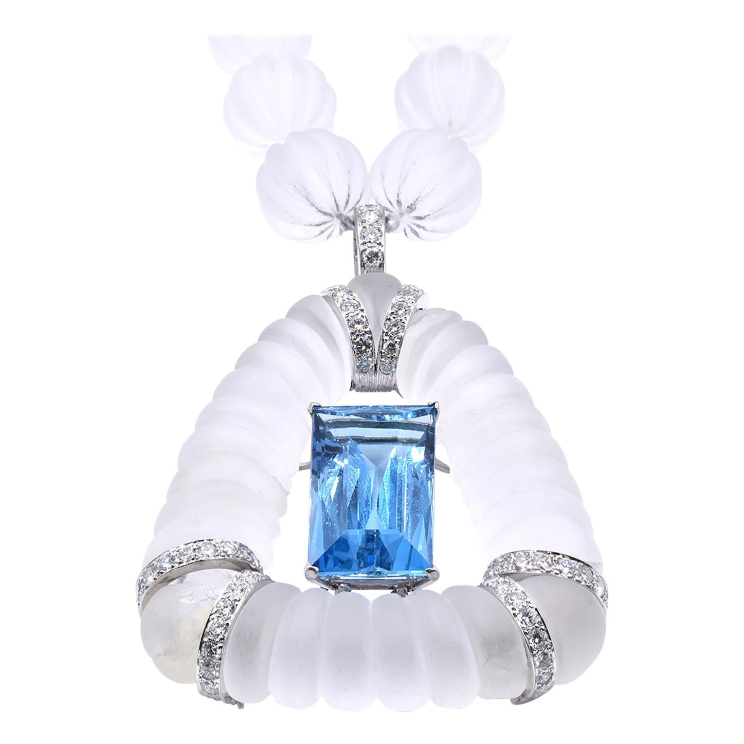 Rare Cartier Belle Epoque Diamond Carved Rock Crystal Pendant Original ...