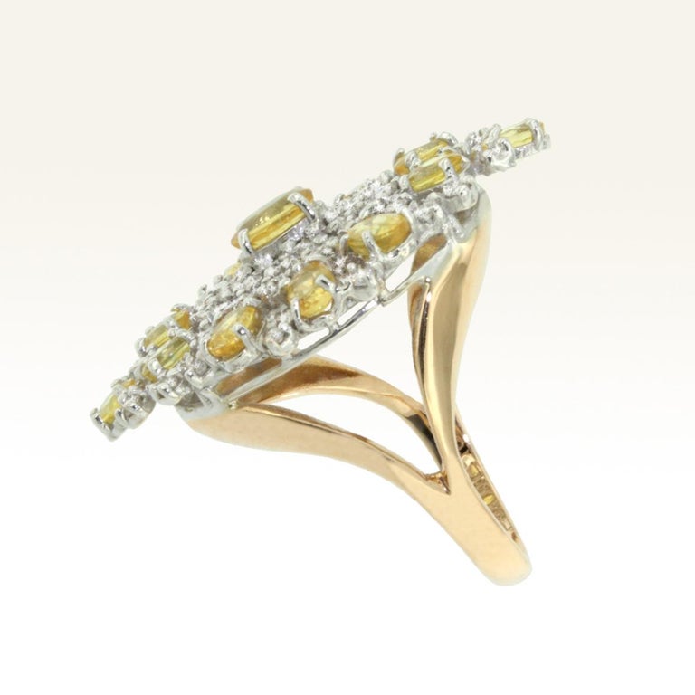 18 Karat White and Rose Gold with Yellow Sapphire and White Diamond ...