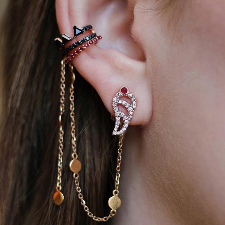 Alessa Ruby Swan Pave Studs 18 Karat White Gold Give Wings Collection ...