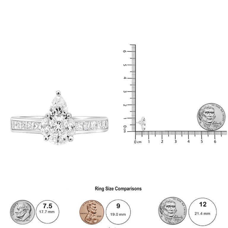 18K White Gold 1 3/8 Carat Diamond Pear Shaped Composite Style ...