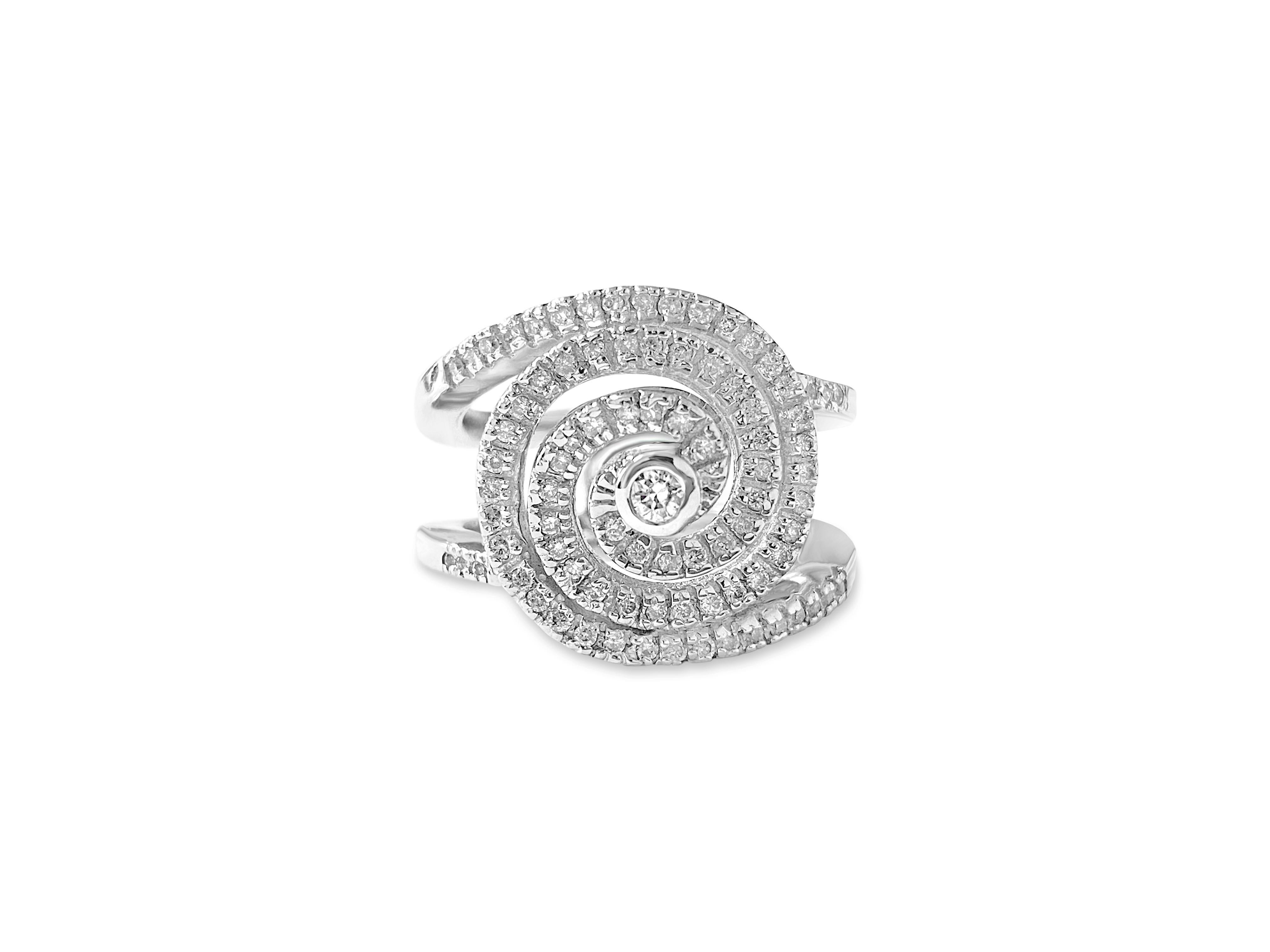 18k White Gold, 1.00ct Diamond Ring Swirl Motif Engagement Ring For ...