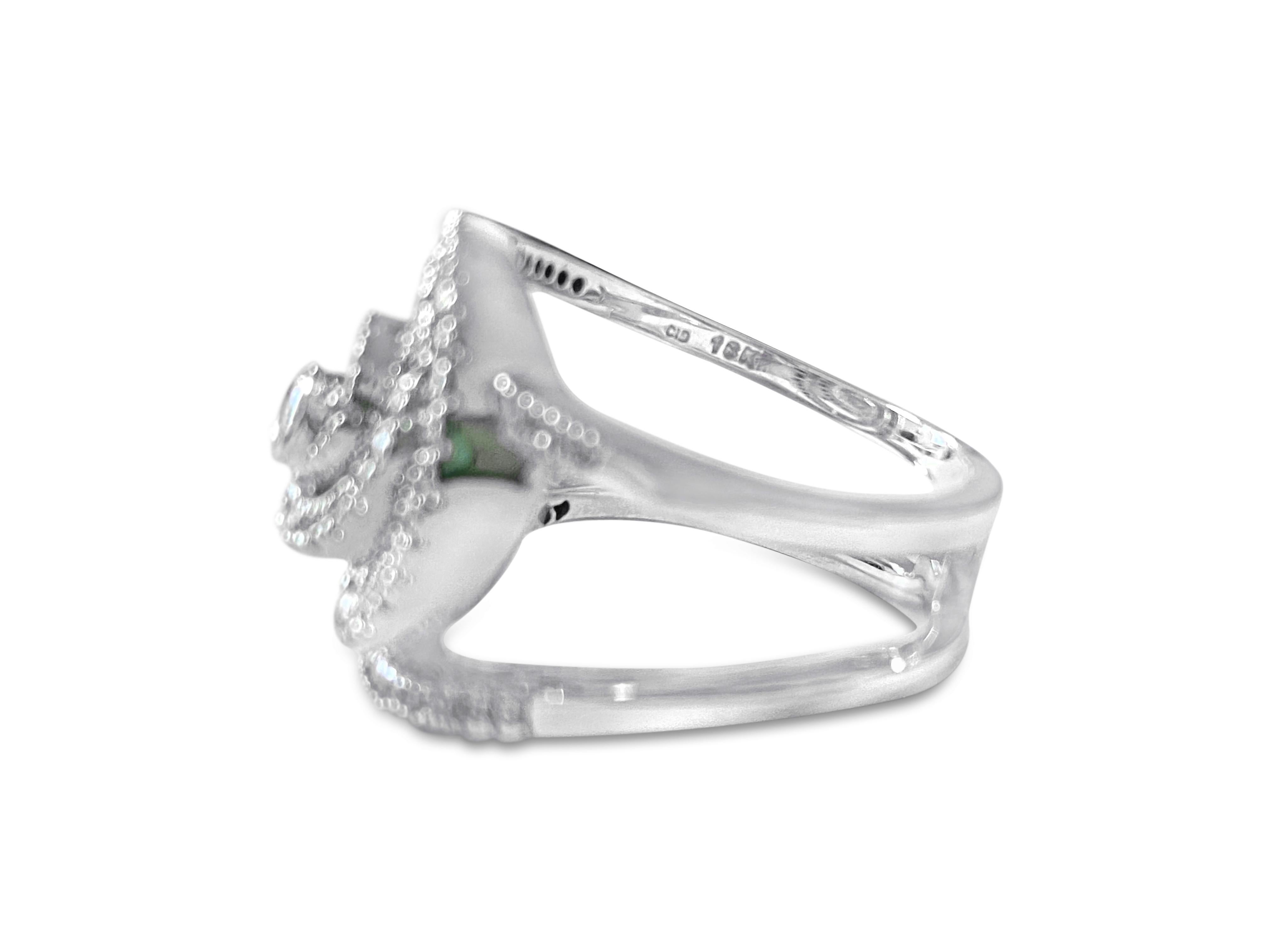 18k White Gold, 1.00ct Diamond Ring Swirl Motif Engagement Ring For ...