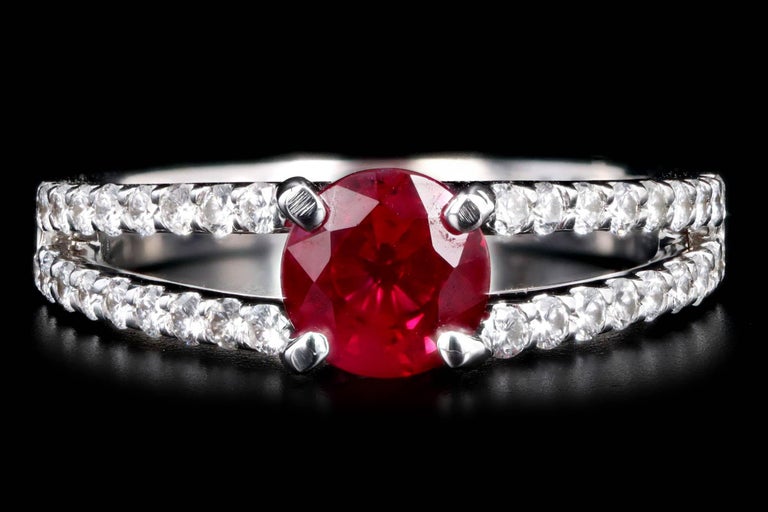 18K White Gold 1.22 Carat ''Pigeon's Blood'' Burma Natural Ruby and ...