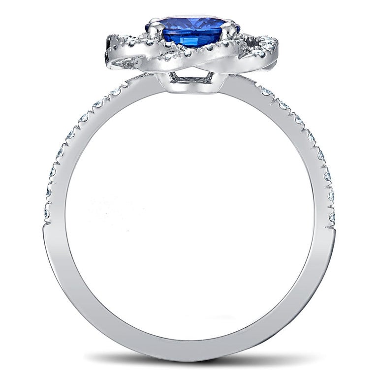 Customizable 18k White Gold 1.69 Ct Royal Blue Oval Sapphire Ring Set ...