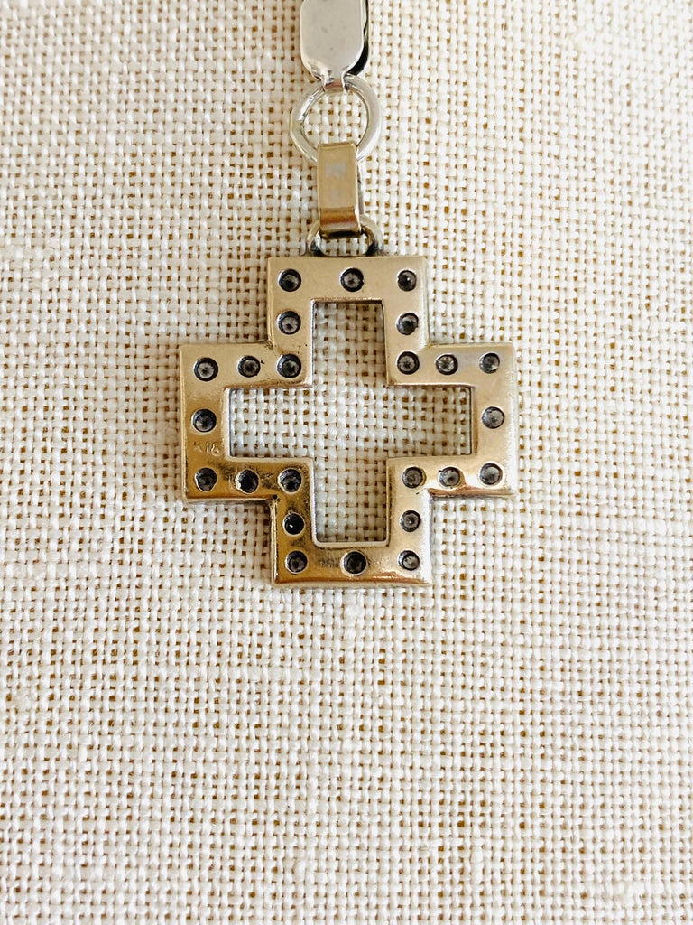 18k White Gold 24 Diamonds Cross Bracelet Charm or Necklace Pendant For ...