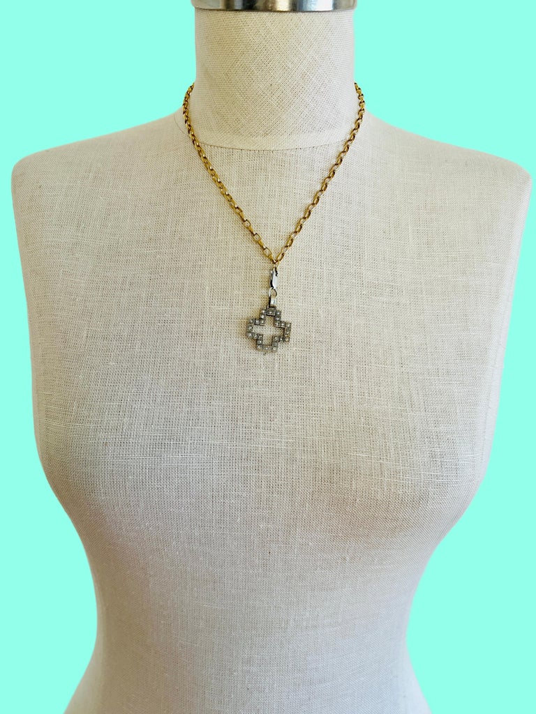 18k White Gold 24 Diamonds Cross Bracelet Charm or Necklace Pendant For ...