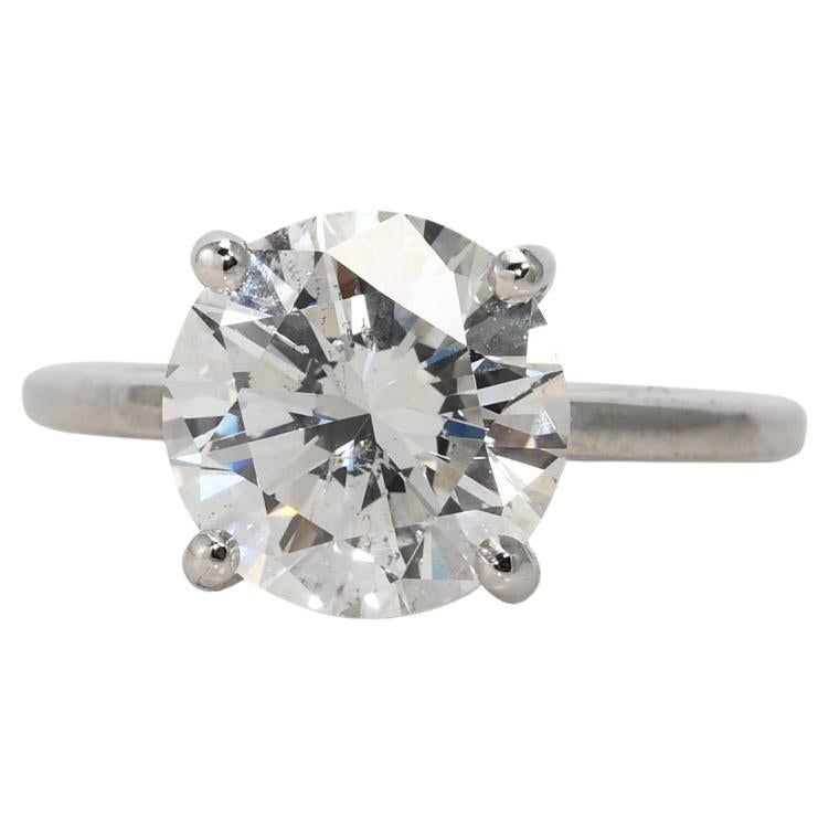 18k White Gold 3.66 Carat RBC Diamond Ring, 4.7g, EGL For Sale at 1stDibs