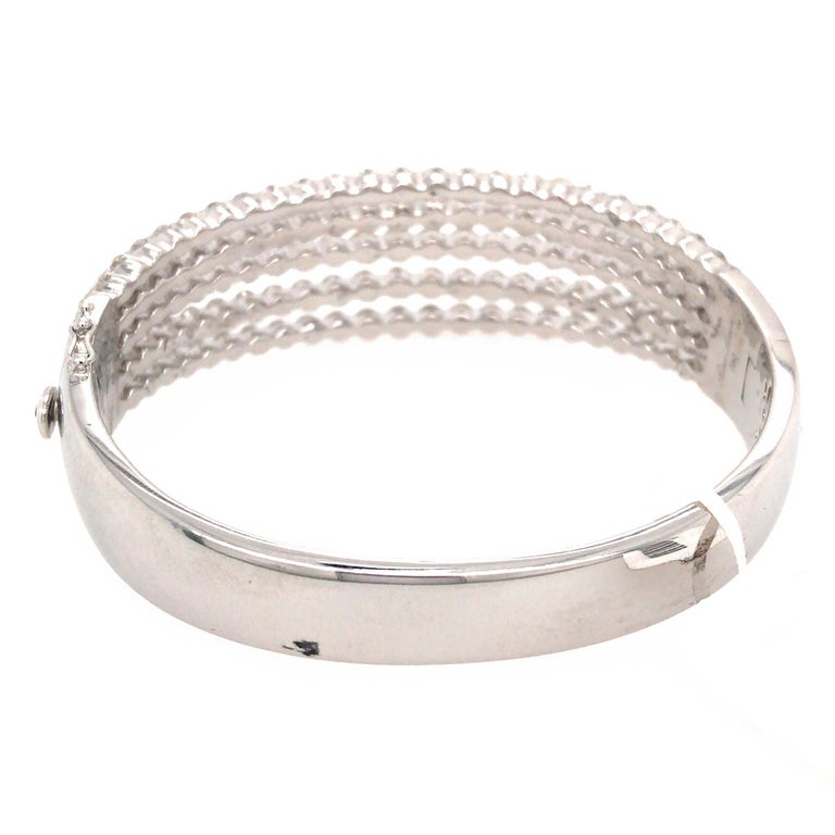 18k White Gold 5 Row Diamond Bangle Bracelet For Sale at 1stDibs