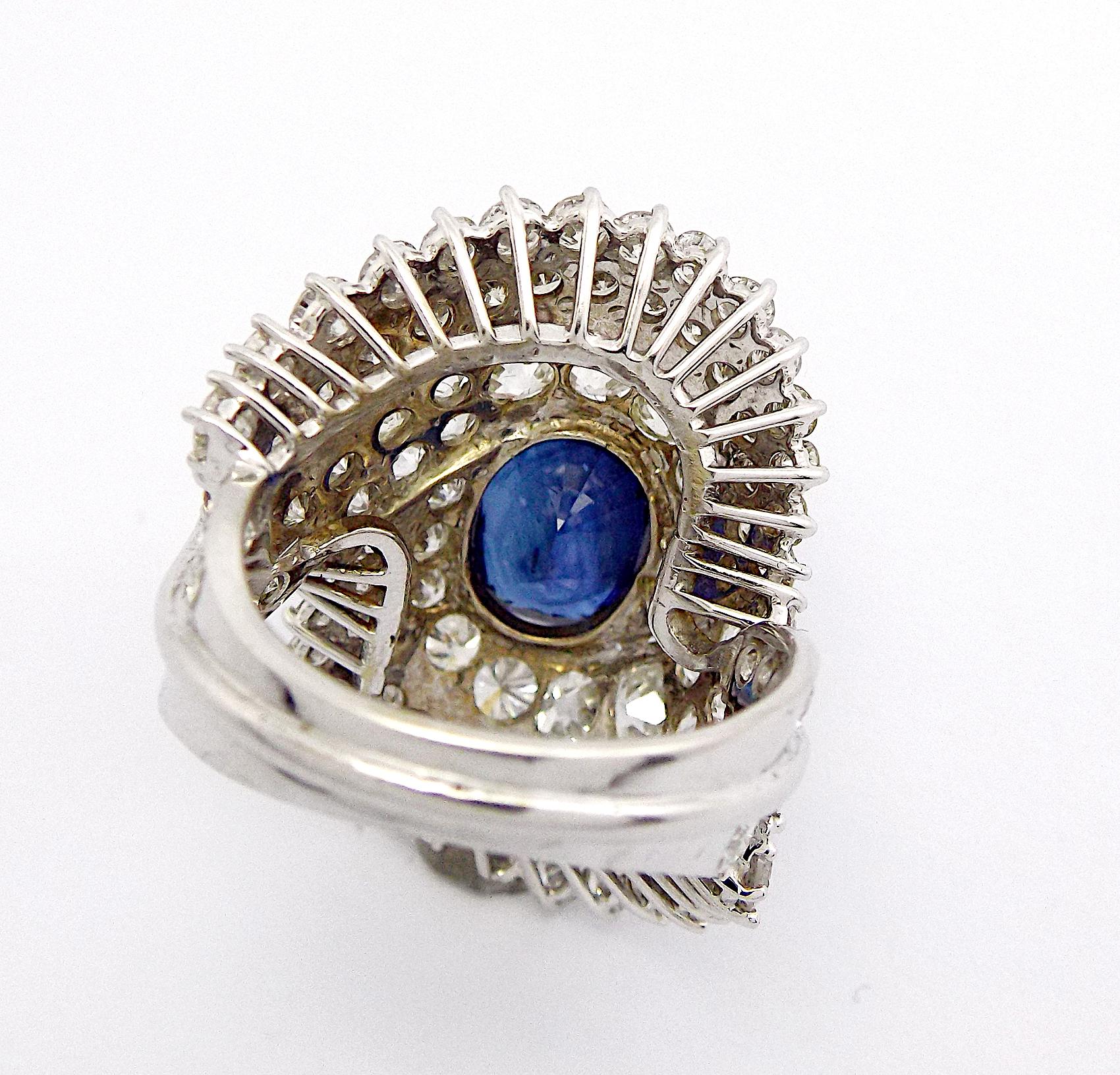 18K White Gold 5.08ct Sapphire 9.6ct Diamond Ring Size 9 3/4 For Sale ...