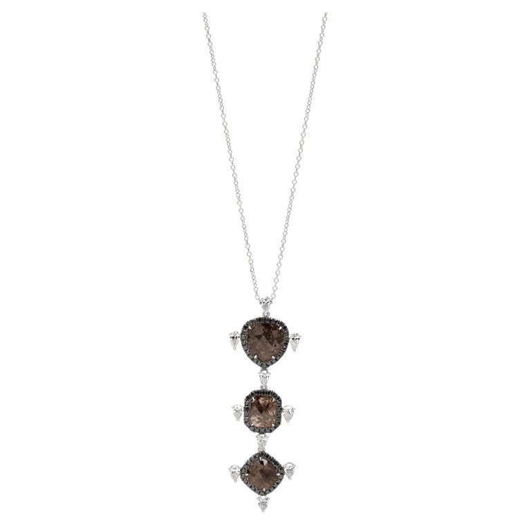 Luxle 5.33 Cts. Opaque Diamond Three Composite Drop Pendant Necklace in ...