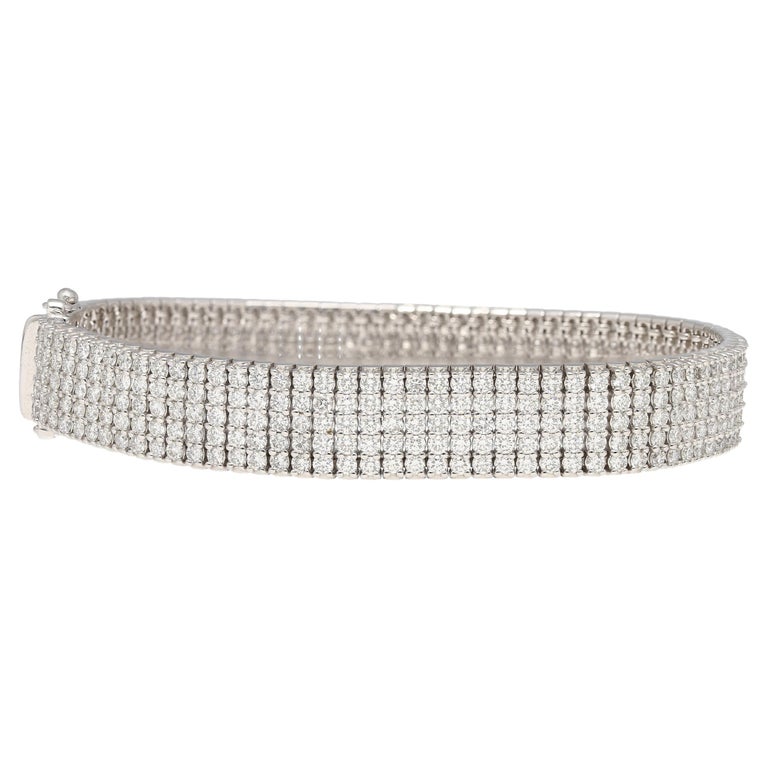 18k White Gold 9 32 Carat Tw Natural Diamond 5 Row Tennis Bracelet For