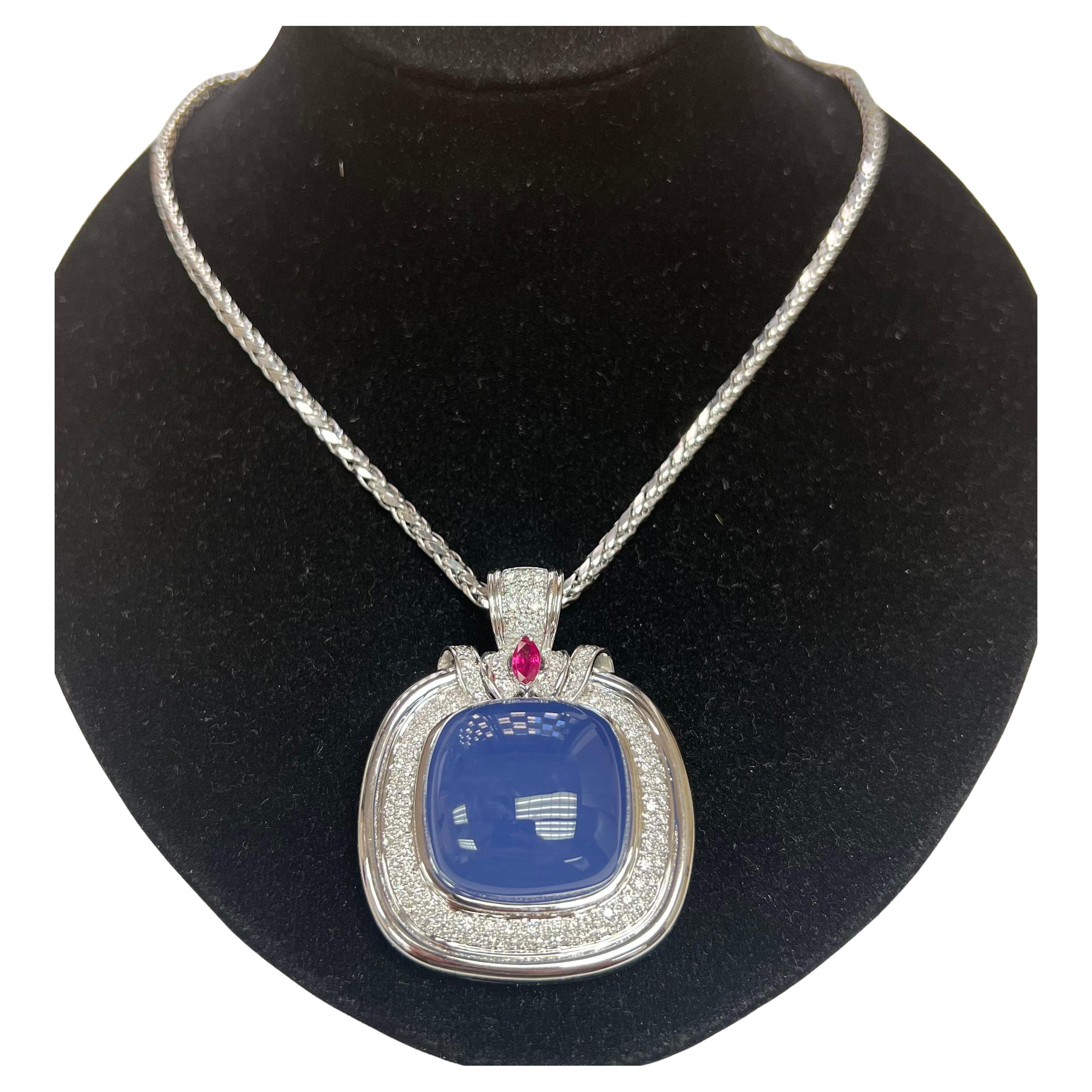 2.24 Carat Round Ruby and Diamond Valentine's Day Special 18K White ...