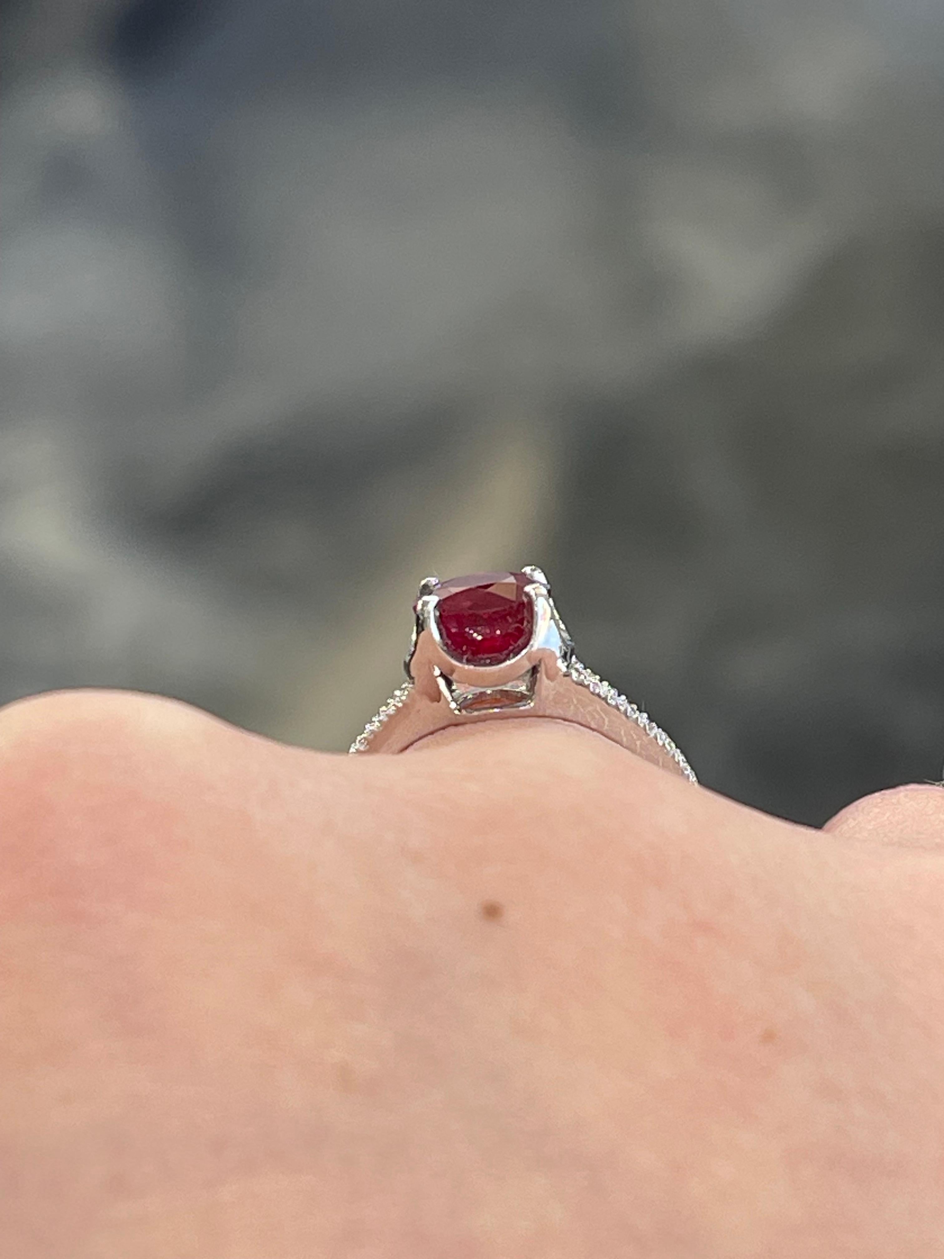 18K White Gold Allure Split Shank 1.84 Carat Ruby/Diamond .16CTW Ring ...