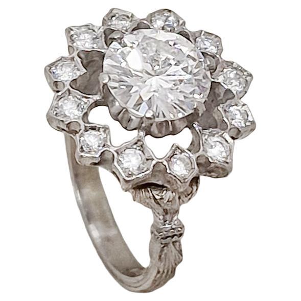 Wide Diamond Stretch Band Ring 1.98 Carats 158 Diamonds 18K White Gold ...