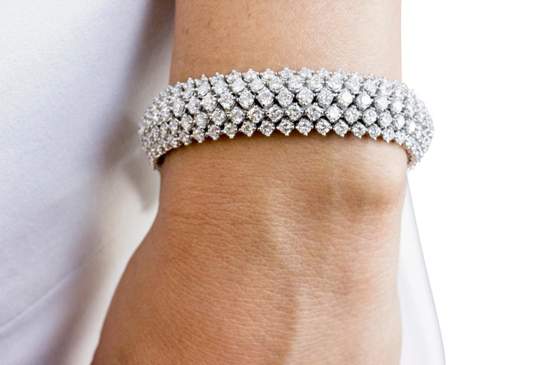 18 Karat White Gold and Diamond Five-Row Tennis Bracelet For Sale at ...
