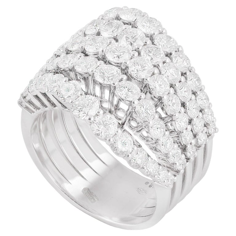 Customizable 18k White Gold and White Diamonds Waves Ring For Sale at ...