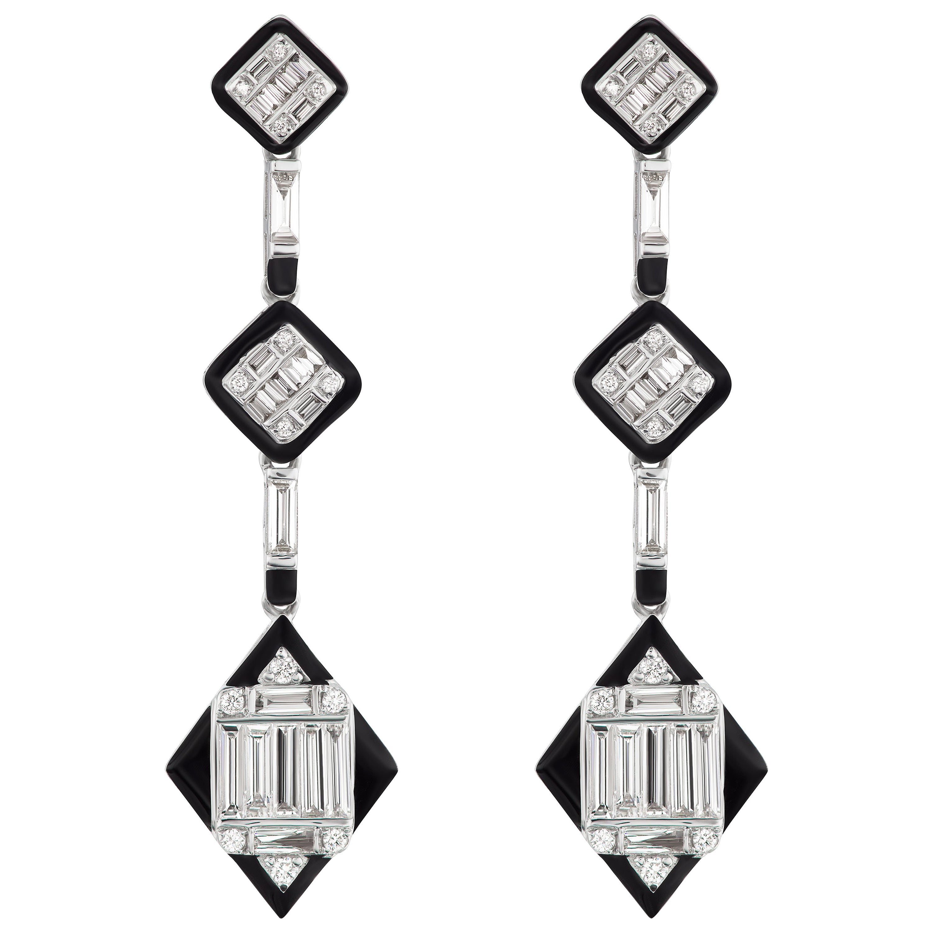 Diamond White Gold Dangle Earrings at 1stDibs