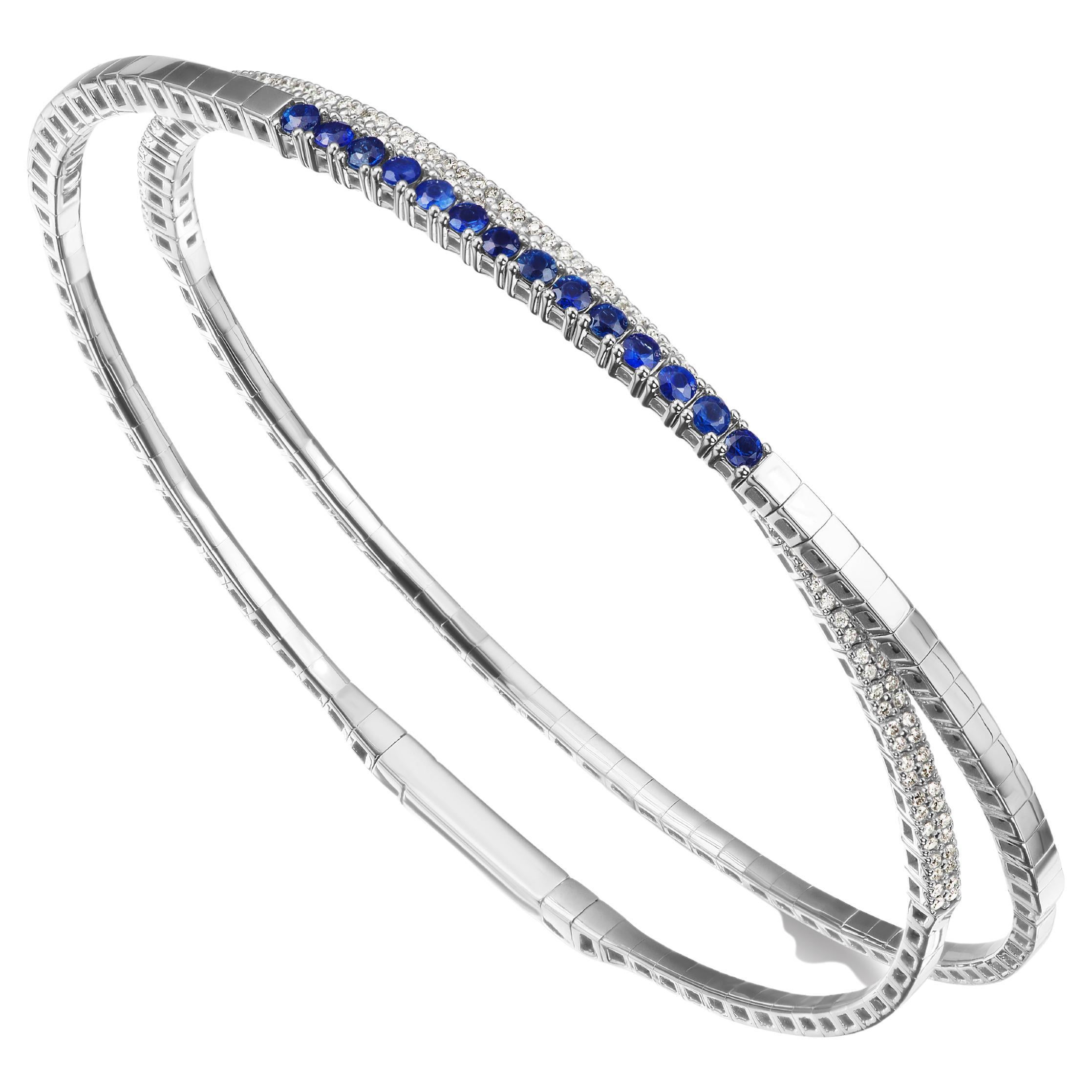 Bangle Blue Titatium with Diamonds and Blue Sapphire For Sale at 1stDibs