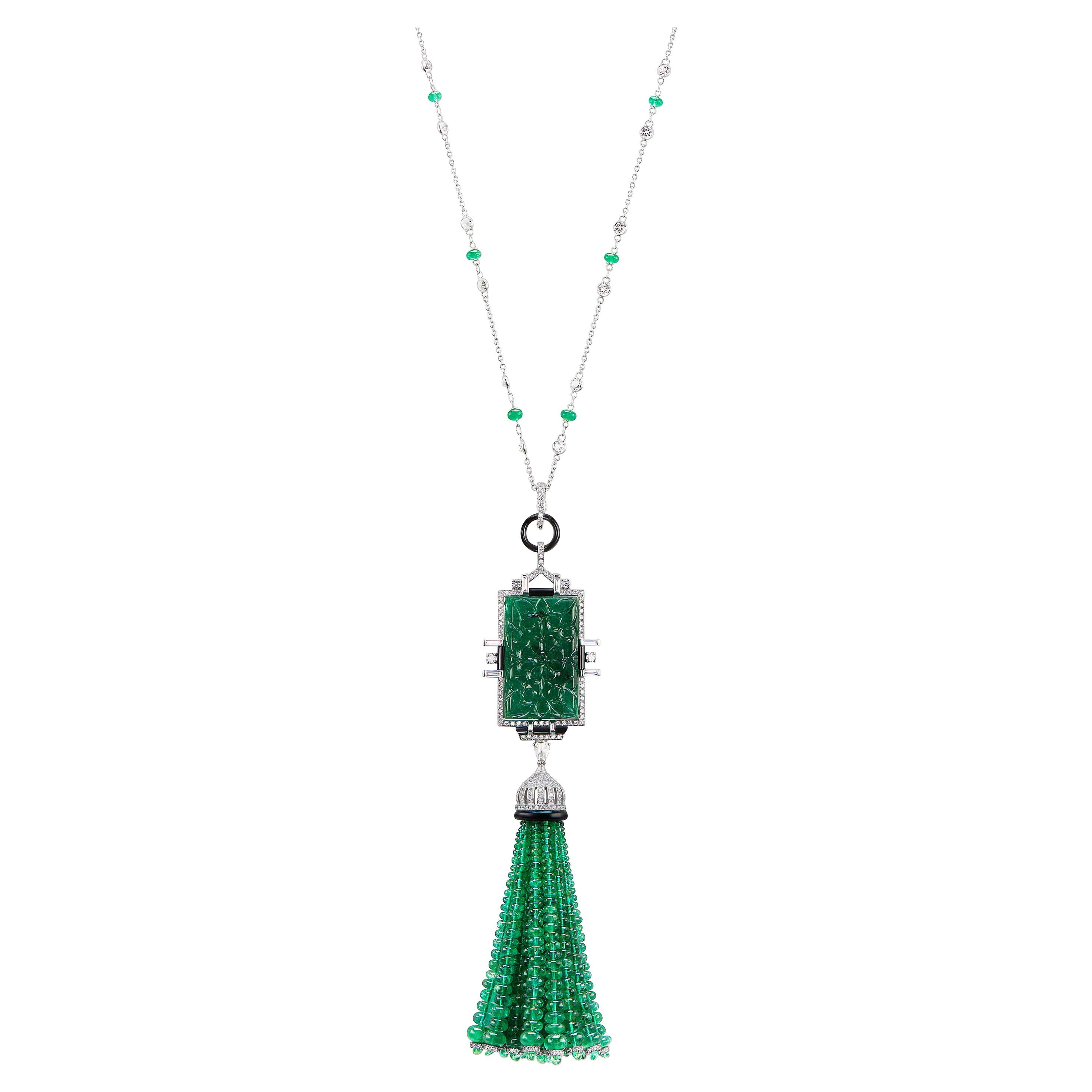 Mid Century Diamond Gold Tassel Bolo Necklace at 1stDibs