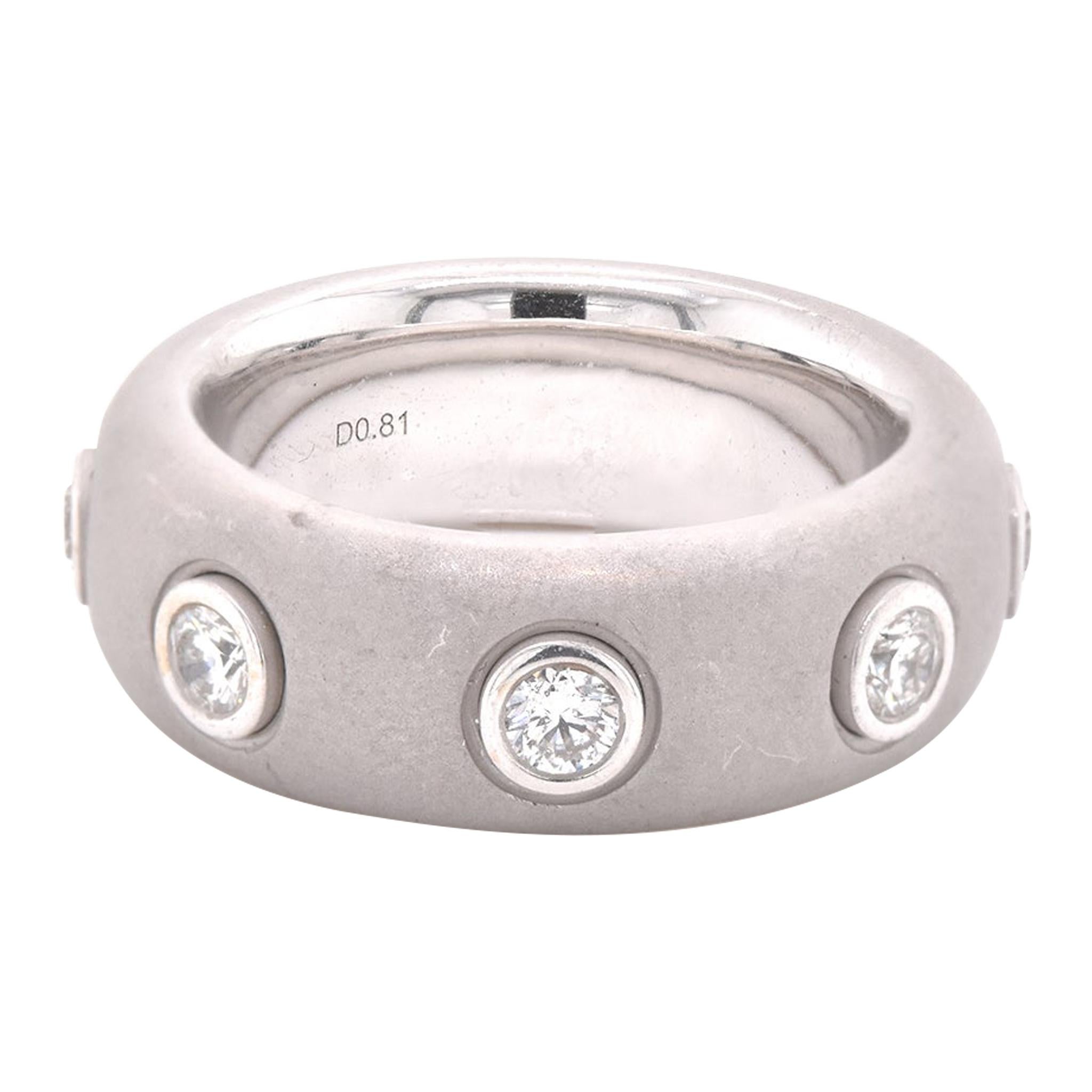 18 Karat White Gold Bezel Set Diamond Satin Finish Band For Sale at 1stDibs