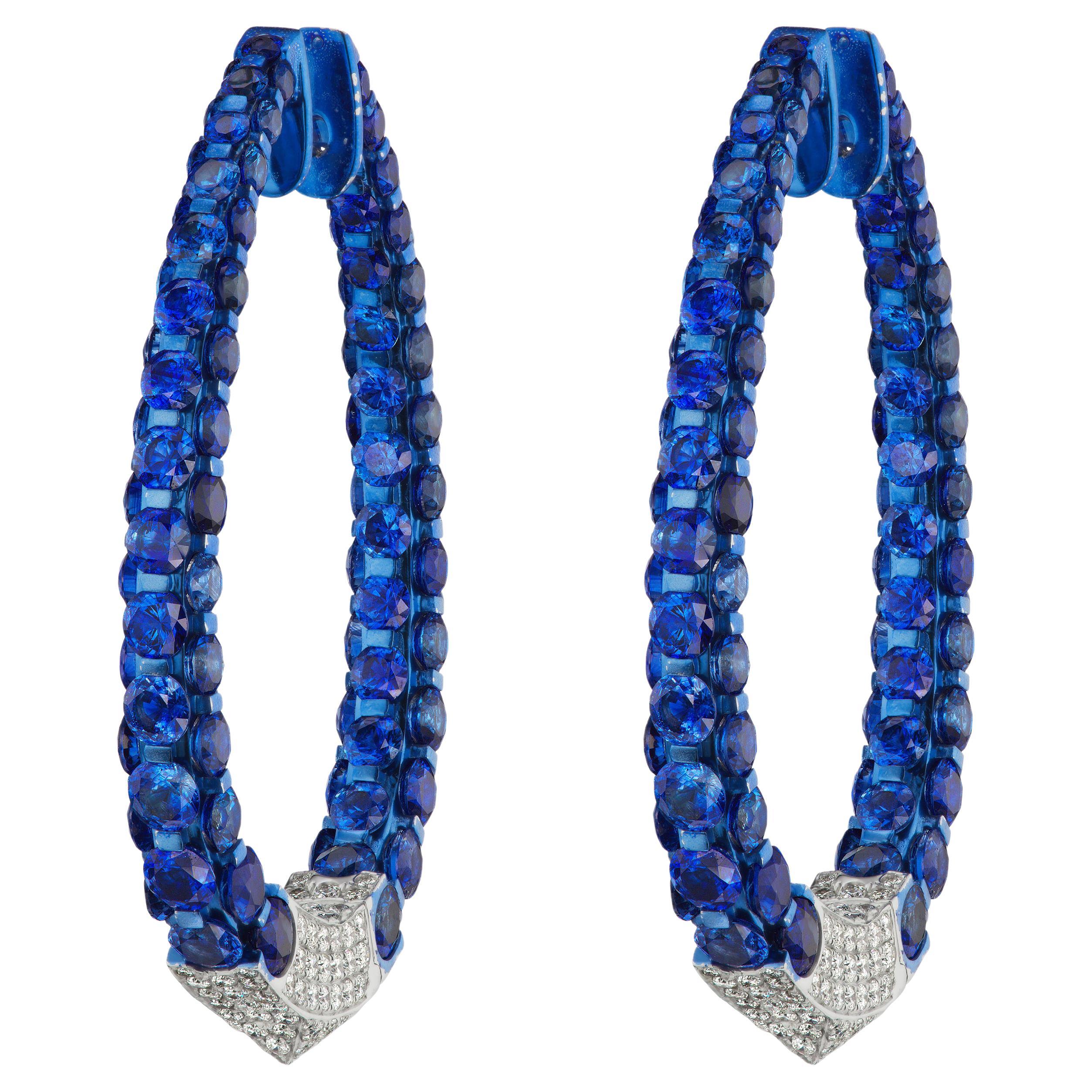Damiani Belle Epoque Diamond and Sapphire White Gold Hoop Earring at ...
