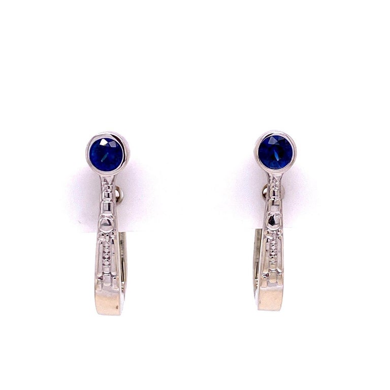18k White Gold Blue Sapphire Swoop Hoops with Lapis Lazuli Jackets For ...