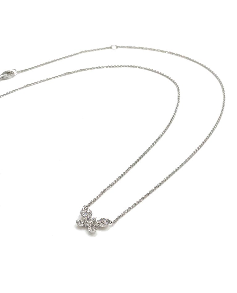 18K White Gold Butterfly Necklace with Diamonds at 1stDibs