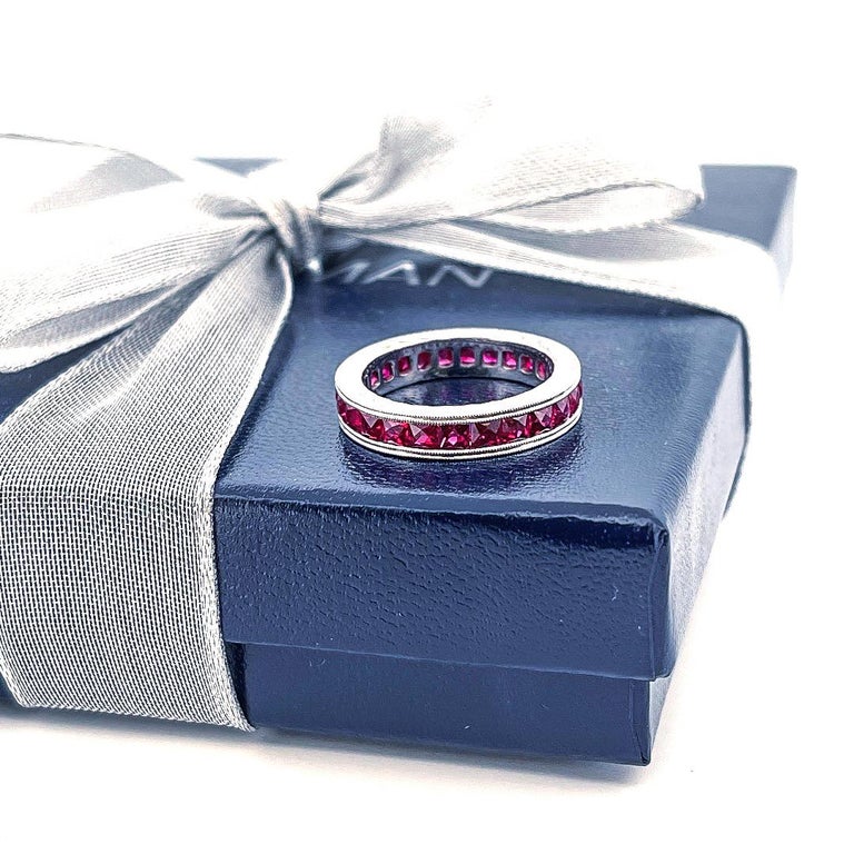 18k White Gold Calibre Ruby Eternity Ring For Sale at 1stDibs