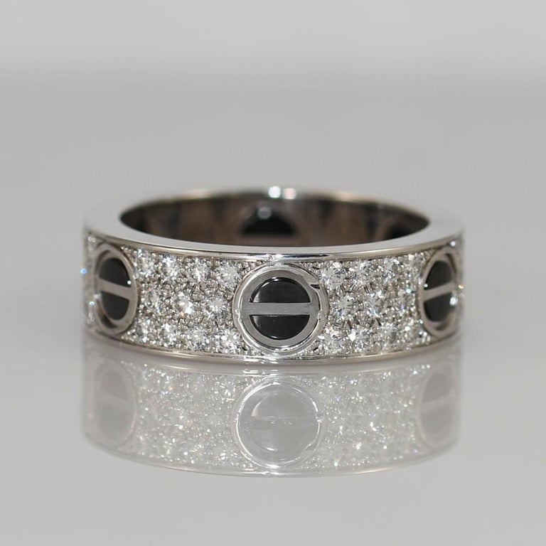 18k White Gold Cartier Diamond Love Ring, 1.00tdw, with Box For Sale at ...