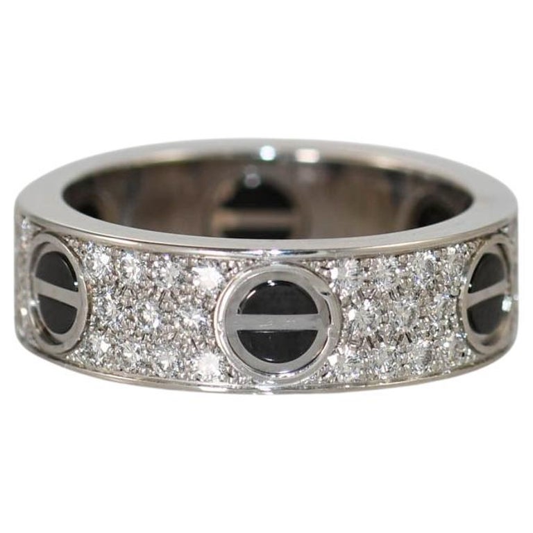18k White Gold Cartier Diamond Love Ring, 1.00tdw, with Box For Sale at ...