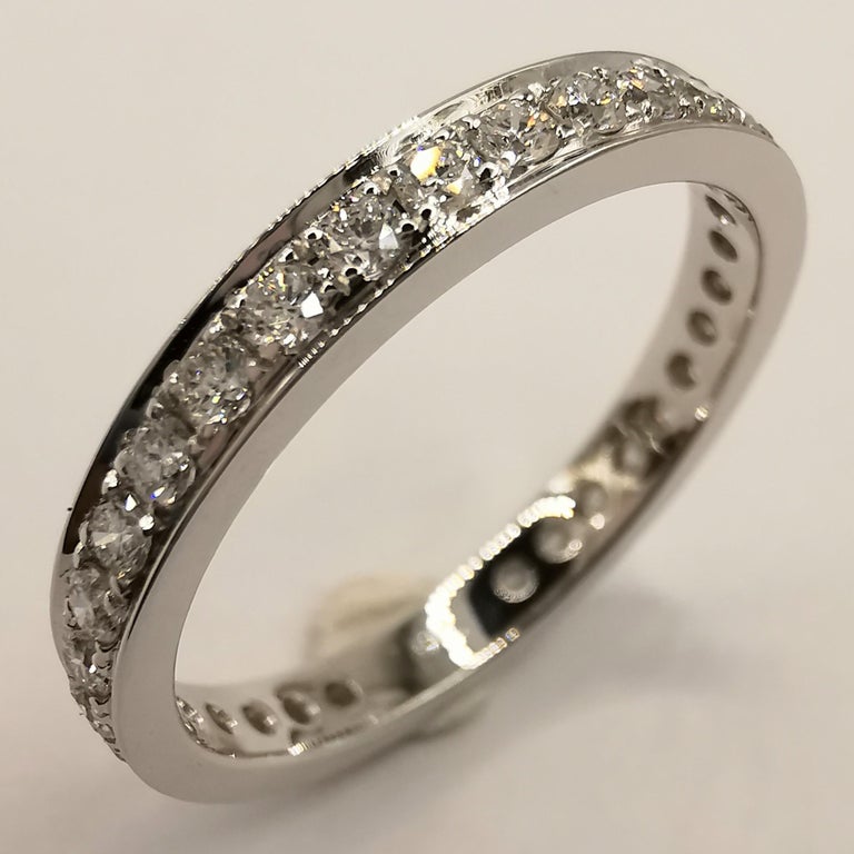 Customizable 18K White Gold Channel Set Diamond Pavé Eternity Band ...