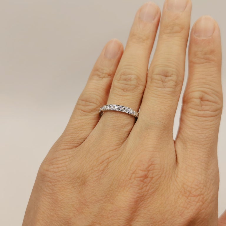 Customizable 18K White Gold Channel Set Diamond Pavé Eternity Band Wedding Stacking Ring For ...