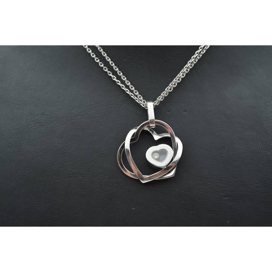 18K White Gold Chopard Happy Diamond Necklace and Pendant For Sale at ...