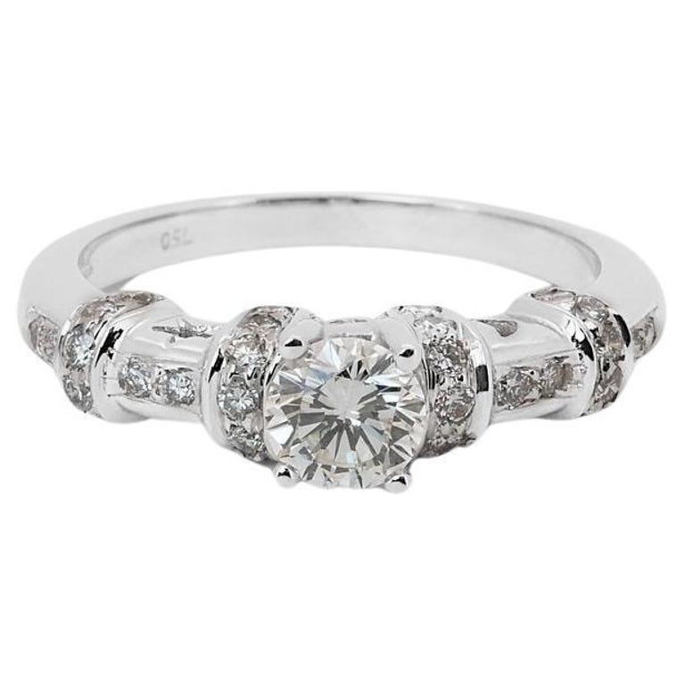 18k White Gold Cluster Pave Ring with 0.80ct Natural Diamonds IGI ...